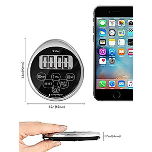 dretec Digital Timer Water Proof Shower Timer Shower Clock Bathroom Kitchen Timer Magnetic Backing Silver Black Officially Tested in Japan (1starter Lithium Battery Included)