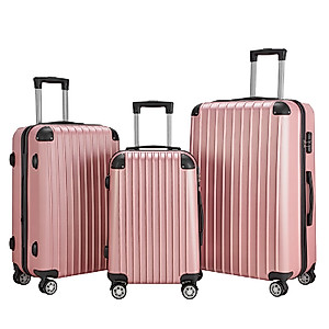 BlondBenjo Travellers 3 Piece Luggage Set Hard Cover Lightweight Suitcase Luggage Set