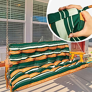 YJHMYGSN Swing Replacement Cushion, Swing Cushions for Outdoor Furniture, Swing 2-3 Seats Replacement Cushions for Garden Terrace, 60 x 40 Inches Bench Cushion with Backrest and Tie
