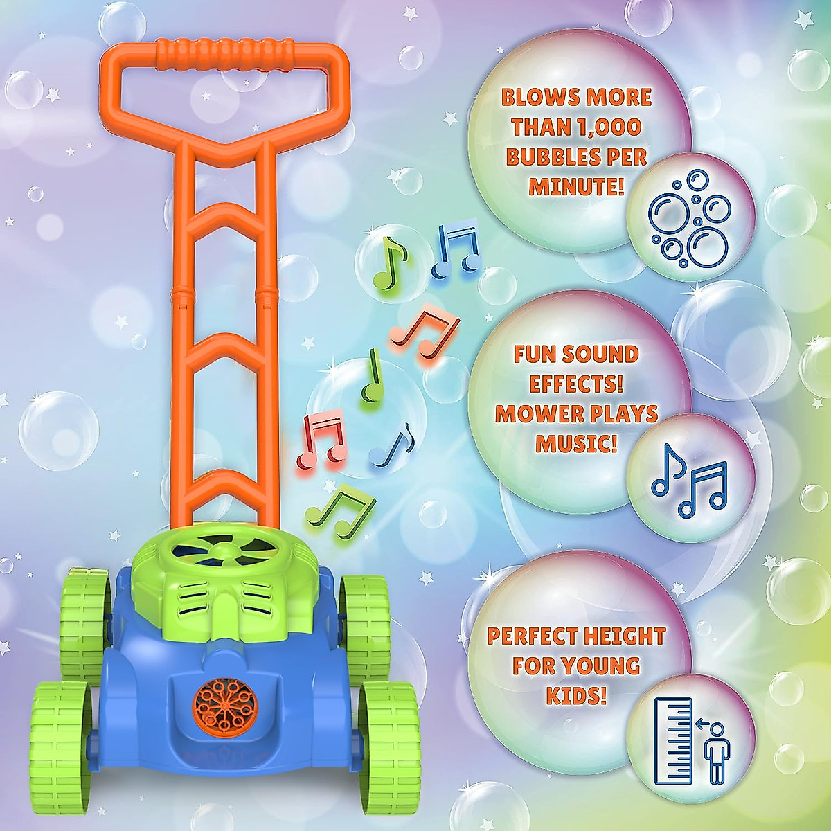 ToyVelt Bubble Lawn Mower for Kids - Automatic Bubble Mower with Music Sounds Best Toddler Boy Toys for Kids Lawn Mower Sports & Outdoor Play Toys for Boys & Girls Ages 3-12 Years Old