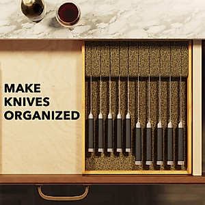 SpaceAid Large Knife Drawer Organizer Bamboo Insert Dock, Kitchen Steak Knives Holder Organizers Block for Drawer in Storage Organization (Large)