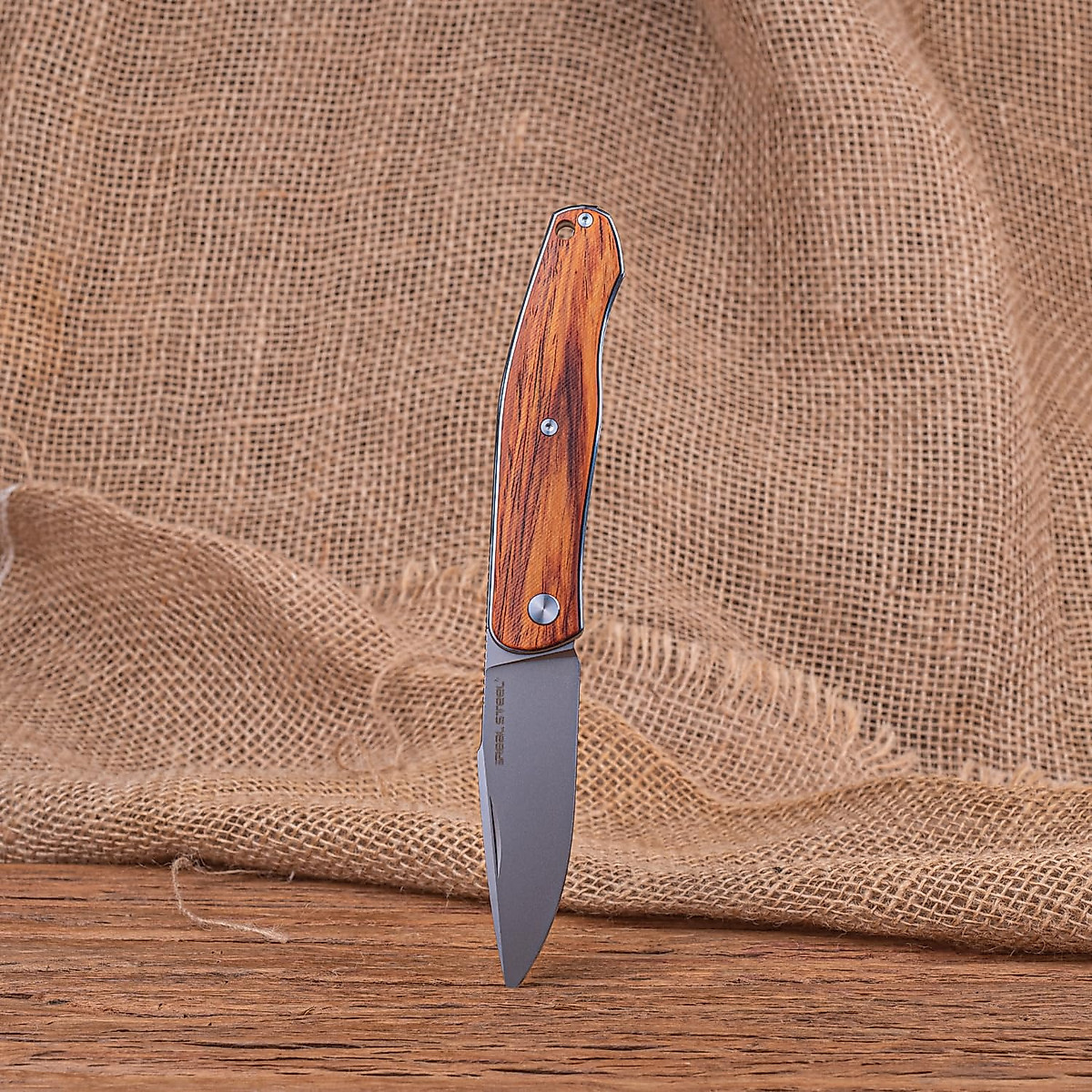 Real Steel Knives Serenity Slipjoint Folding Knife 3.375" N690 Satin Drop Point Blade, Rosewood Handle