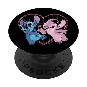 Disney Lilo and Stitch Angel Heart Kisses PopSockets PopGrip: Swappable Grip for Phones & Tablets