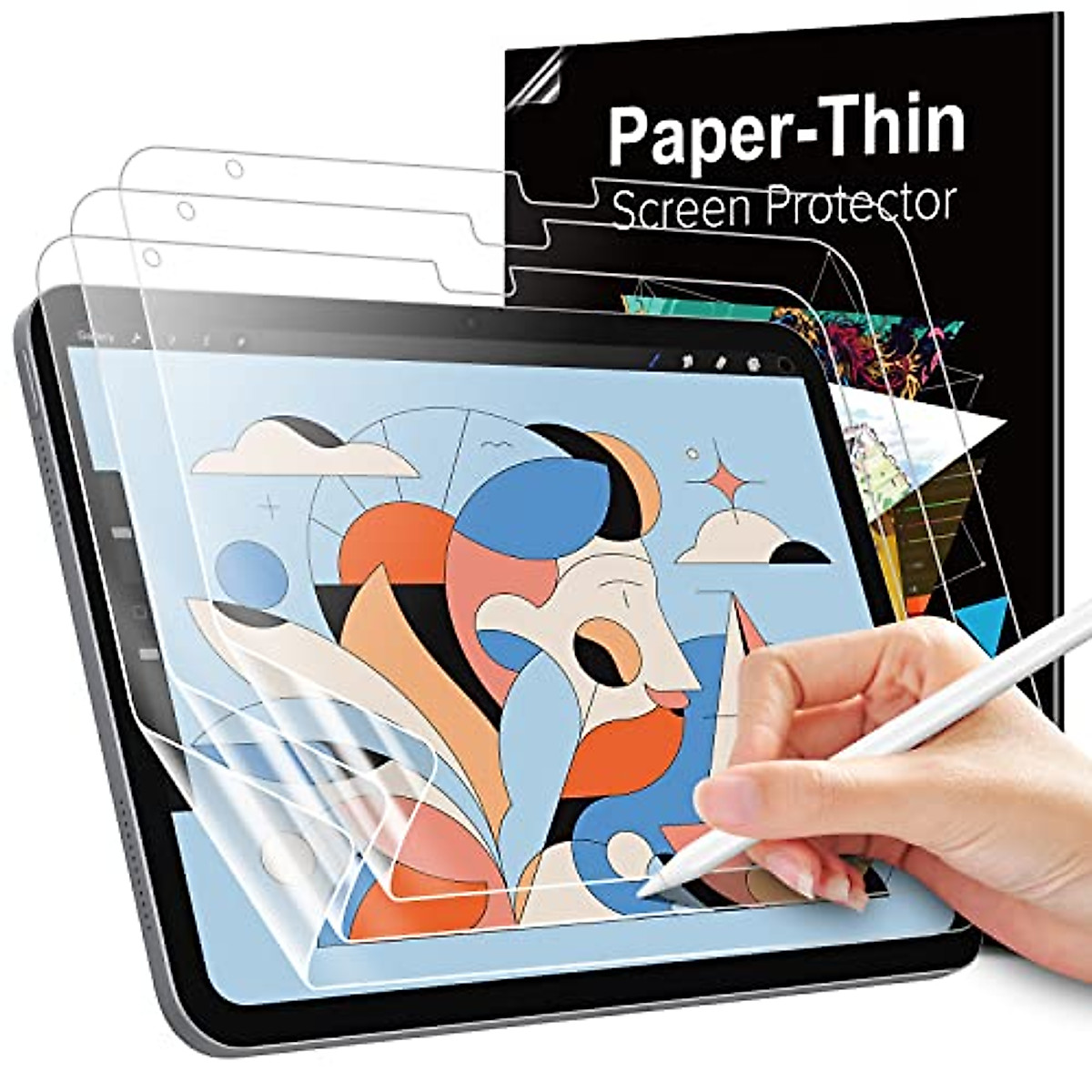 MoKo Screen Protector for iPad 10th Generation 10.9 Inch 2022, 3 Pack Clear PET Anti-Glare Case-Friendly Screen Protector Film