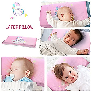 seilmost Toddler Memory Foam Pillow for Sleeping-Cooling Baby Pillow for Newborn-(13" X 18") Detachable Water-Washed Kids Pillows (Unicorn)