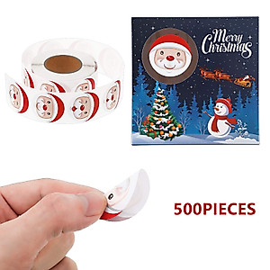 500 Pieces Christmas Stickers Santa Face Stickers Red Buffalo Plaid Label Stickers Santa Claus Decoration for Kids, Christmas Party Holiday Birthday Cards Envelopes Goodie Gift Bag Fillers
