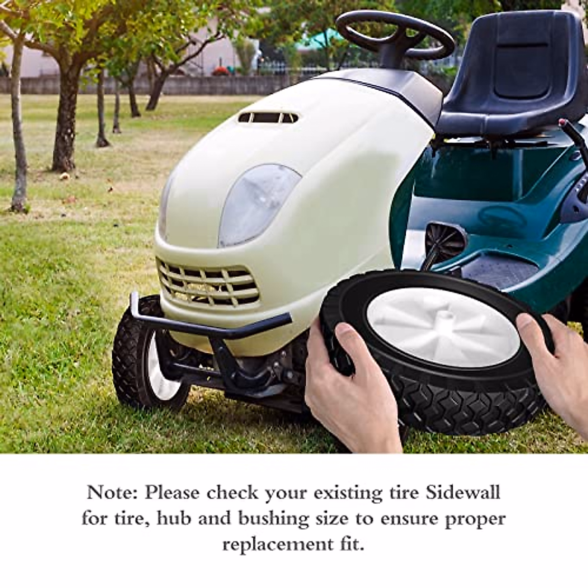 [2 Pack] 8 Inch Wheels Replacement 8mm, Lawn Mower Wheels Replacement, Grill Wheels Replacement, Wheels Replacement Parts