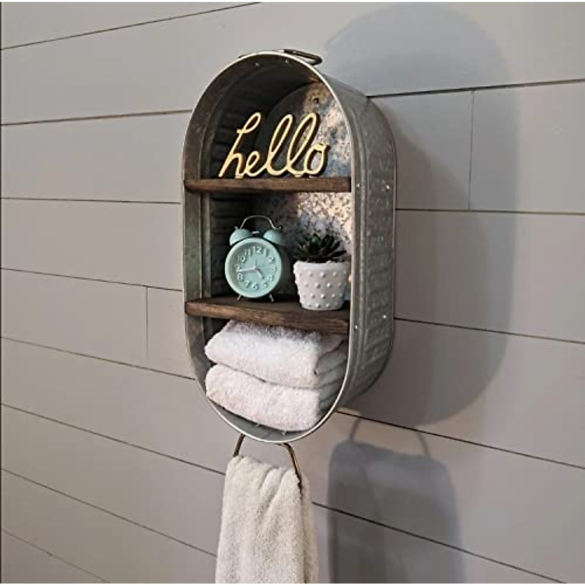 Bathroom Wall Decor, a Farmhouse Shelf, a Rustic Bathroom Shelf, a Laundry Room or mudroom Shelf, and a Galvanized wash tub with Shelves