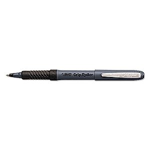 BIC GREM11BK Grip Stick Roller Ball Pen, Black Ink.5mm, Micro Fine, Dozen
