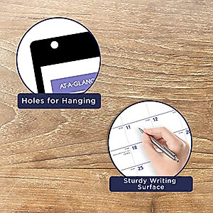 AT-A-GLANCE 2022 Wall & Desk Calendar by, 11" x 8", Small, with Clear Cover and Vinyl Holder (SK800)