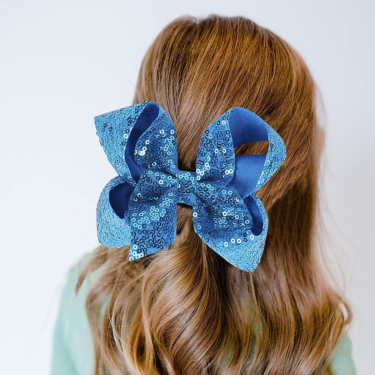 Xansema 5 Inches Sequins Large Bows Alligator Hair Clip Hair Barrettes Accessories for Women Teens Girls Kids