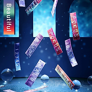 80 Pcs Anxiety Sensory Stickers with Inspirational Quotes Calm Textured Strips Relief Mental Health Stickers School Office Adhesive Sensory Tape Anti Stress Toys for Adults Teens (Watercolor)