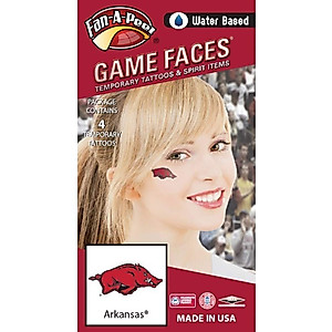 Arkansas - Water Based Temporary Spirit Tattoos - 4-Piece - Red/Black/White Tusk Logo
