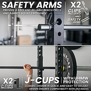 Synergee 2200 Series 81" by 44.5" Power Rack Cage with J-Cups, Safety Arms, Pull Up Bar.