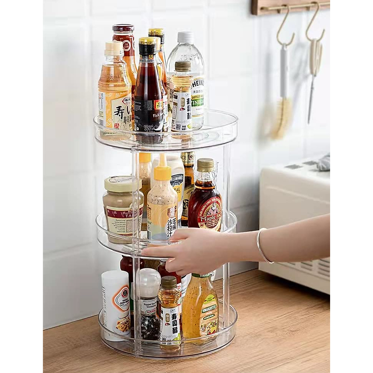 Artchros 3 Tier Lazy Susan Turntable Organizer Rotating Plate Spice Rack Standing Kitchen Rack - 9.25 inch