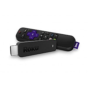 Roku Streaming Stick | Portable, Power-Packed Player with Voice Remote with TV Power and Volume (2017) (Renewed)