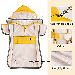 SlowTon Dog Raincoat, Adjustable Dog Rain Jacket Clear Hooded Double Layer, Waterproof Dog Poncho with Reflective Strip Straps and Storage Pocket for Small Medium Large Dogs(L)