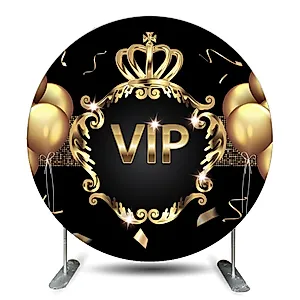 Renaiss Gold VIP Party Round Backdrop Cover 3.2 ft Red Carpet Stars Event Ceremony Celebrity Polyester Circle Photography Background Party Decorations Portrait Photo Prop
