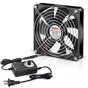 Wathai 140mm x 25mm Computer Fan with AC Plug 110V 120V 220V 240V Variable Speed Controller for DIY Biltong Box Reptile Aquarium Receiver DVR PlayStation Xbox Cabinet Ventilation Cooling