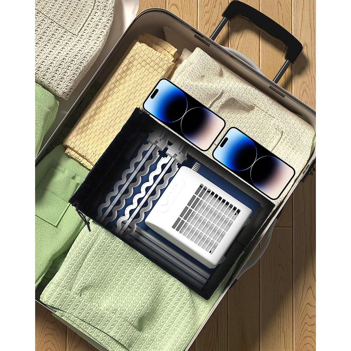 KASYDoFF Portable Dryer, 46Inch -1000W Portable Clothes Dryer, Travel Portable Dryer Machine for Clothes with Timer, Mini Dryer for Apartment, Home, RVs