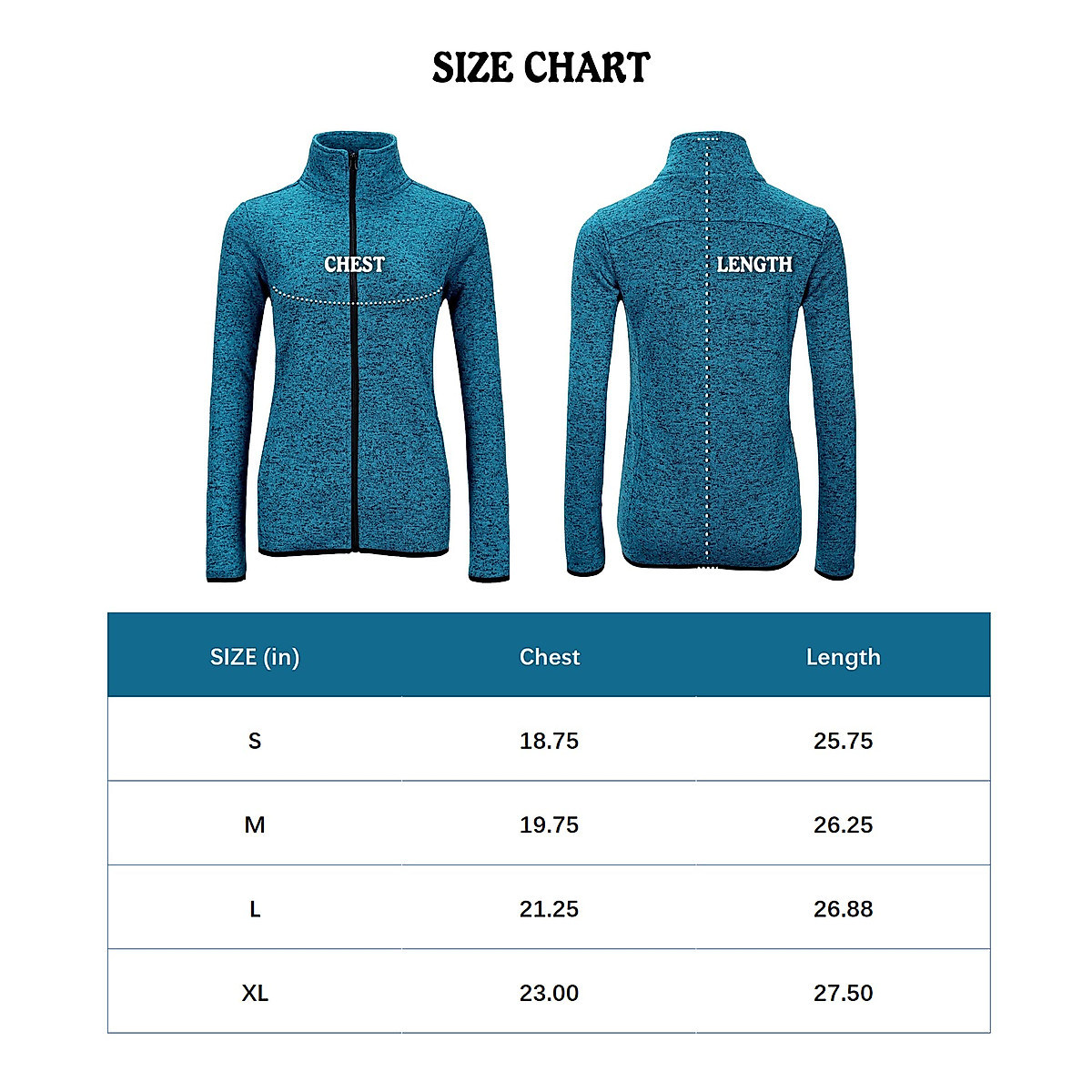 Dolcevida Womens Fleece Jacket Long Sleeve Sweater Fleece Zip Up Speckled Jacket with Pockets (Blue Steel Mix, M)