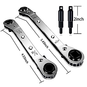 Hvac Service Wrench Tools Set,Refrigeration Wrench,3/8 to 1/4, 5/16 x 1/4 Ratchet Service Hvac Tools with 2 Hexagon Bit Adapter Kit for Air Conditioning Refrigeration Tools and Equipment Repair