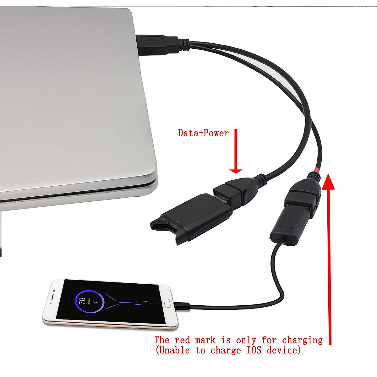 30 cm USB Splitter Cable 2.0 1 Male to 2 Female Jack Y Splitter Hub Adapter Cable YOUCHENG for Tablets Computers and Mobile Phones Etc Only one Port for Data (2-Pack)