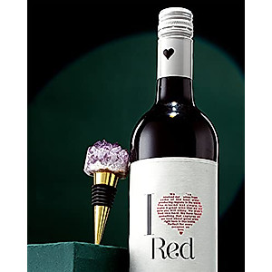 Crystal Wine Bottle Stoppers Natural Gemstone Wine Saver with Gift Box for Parties Wedding & Decoration (Amethyst Druzy)