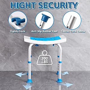 FSA/HSA Eligible Shower Chair for Inside Shower, Shower Stool with Free Assist Grab Bar/Toiletry Bag, Tool-Free Assembly Shower Seat for Bathtub, Shower Bath Chairs for Seniors/Disabled by DUALECO