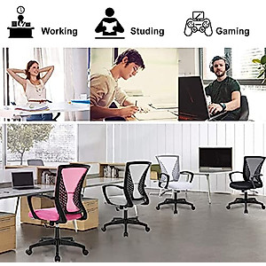 FLL Desk Chair Office Chair Swivel Computer Chair Executive Chair with Lumbar Support Armrests Adjustable Seat Height,Mesh Computer Chair Rolling Swivel Chair for Home Office Conference Room(White)