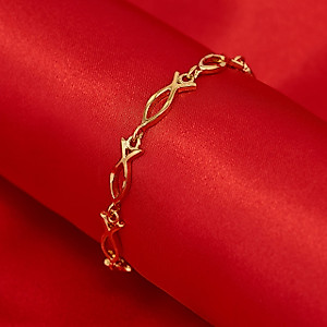 LIFETIME JEWELRY Diamond Cut Fish Link Bracelet for Women and Men 24k Real Gold Plated (Gold, 7 inches)