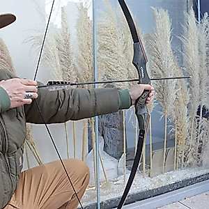 Black Hunter Archery Takedown Bow Longbow American Longbow Adult Right Hand Hunting Wood Bow 60",30-60lbs Target Practice