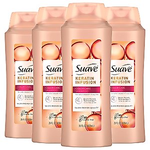 Suave Professionals Color Care Shampoo Shampoo for Color Treated Hair Keratin Infusion Color Protecting Shampoo, 28 Ounce (Pack of 4)