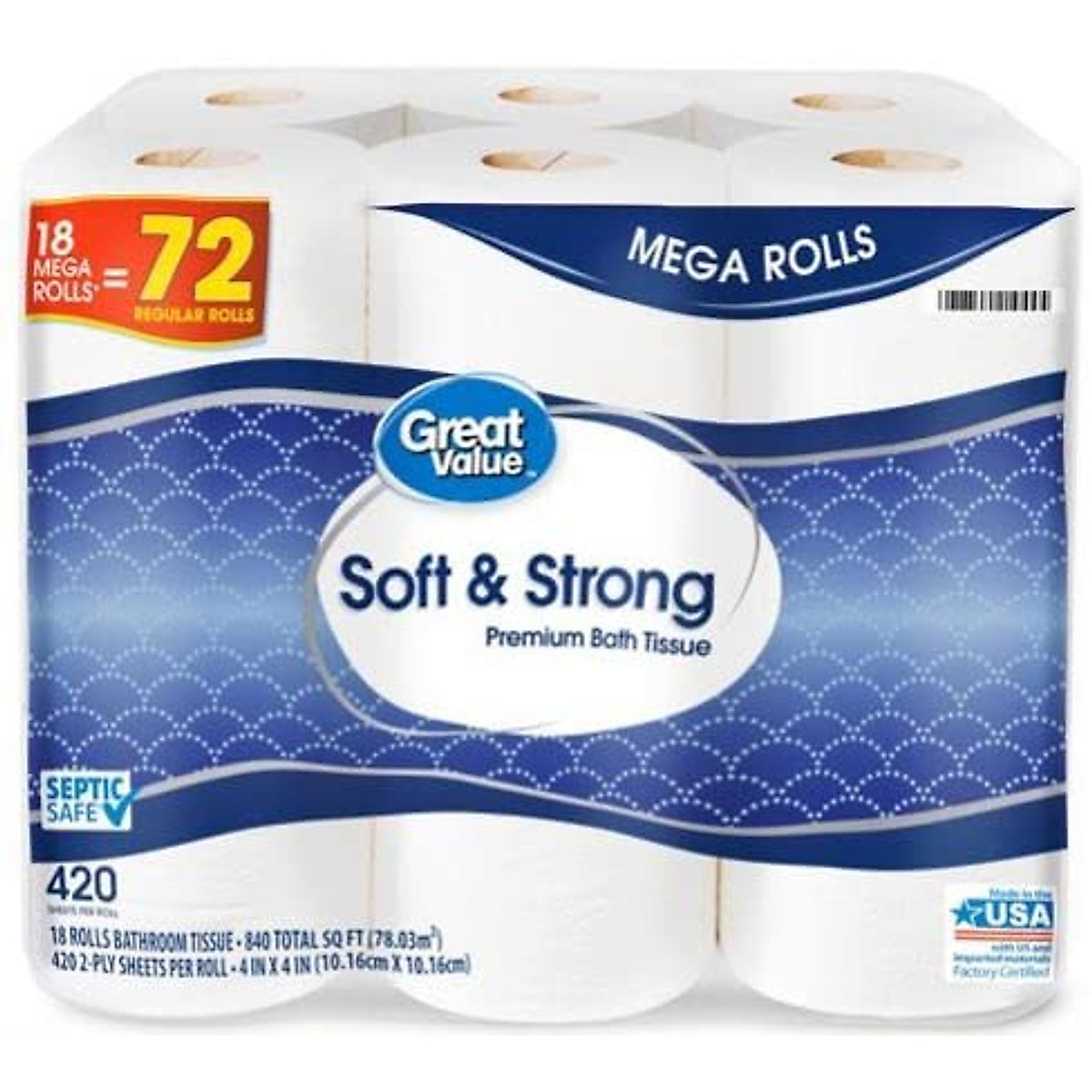 MARL CR-Soft & Strong Premium Toilet Paper, 18 Mega Rolls