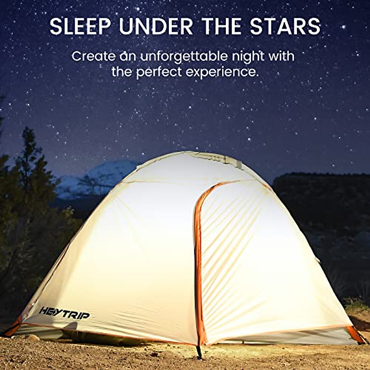 HEYTRIP Backpacking Tent 2 Person Ultralight Camping Tent with Removable Rainfly, Two Doors Waterproof Camp Tents for Hiking & Family Camping, Beige