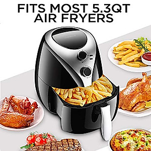 Air Fryer Accessories, Set of 12 Fit for 5.3Qt and Larger Air Fryer with Cake & Pizza Pan, Metal Holder, Skewer Rack & Skewers, etc, Nonstick Coating, Dishwasher Safe
