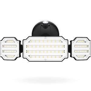LEPOWER 4500LM LED Flood Light Outdoor Dusk to Dawn, 45W Security Lights Outdoor with 3 Adjustable Heads, IP65 Waterproof, 5000K, Photocell Flood Light Fixture for Garage, Patio, Yard