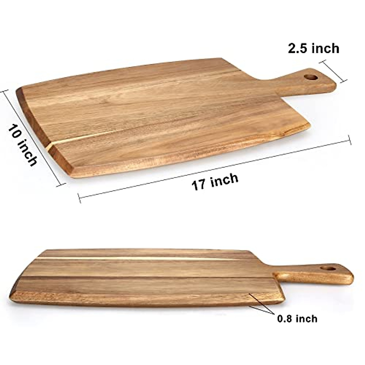 Best Acacia Wood Cutting Board with Handle Wooden Charcuterie Board Kitchen Chopping Boards for Bread Meat Cutting boards Fruit Cheese Serving Board Butcher Block Carving Board, 17" x 10"