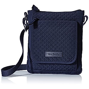 Vera Bradley Women's Microfiber Mini Hipster Crossbody Purse With RFID Protection, Navy, One Size