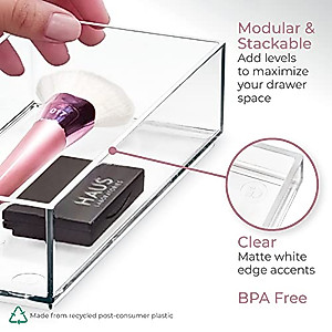 iDesign The Sarah Tanno Collection Plastic Cosmetic Drawer Organizer, 4" x 8" x 2", Clear