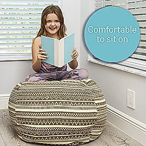 EMMandSOPHIE Kids Bean Bag Chairs- Bean Bag Chair Kids- Toddler Bean Bag Chair- Beanbag Chairs for Kids and Teens-Stuffed Animal Holder- Bean Bag Cover-Stuffed Animal Bean Bag Storage