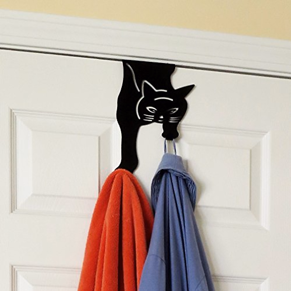 Evelots Cat Over The Door Hooks for Hanging-Black-Over The Door Organizer-Strong Metal Hooks