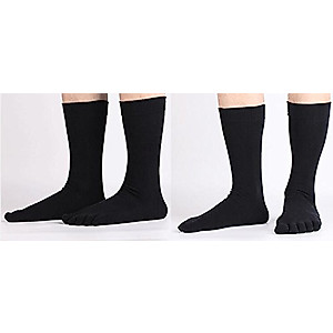 FeelMeStyle 5 Pack Men Boot Long Toe Socks Men's Cotton Leg Warmers Five Fingers Toe Socks