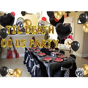 Til Death Do Us Party Balloon Party, Black Gold Bachelorette Party Gothic Bridal Shower Funny Wedding Engagement Party Bride or Die, RIP Single Life Halloween Decorations Supplies