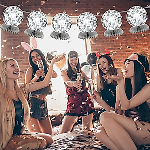 Yoomod Disco Party Decorations - Silver Disco Decor Flat Disco Ball Centerpieces for Party Table Decor 70s Disco Theme Birthday Party Favors Supplies (Not Ball)