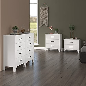 Panana 2/3/4 Drawer Dresser, Chest of Drawers Wooden Storage Dresser Cabinet Bedroom Furniture (White, 3 Drawer)
