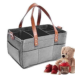 KITERI Diaper Caddy Basket, Felt Storage Caddy, Baby Diaper Caddy Organizer With Handles, Portable Nursery Storage Bin, Baby Diaper Organizer Caddy Bag Suitable For Diapers And Cars