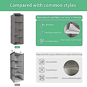 ZBYOMI 4 Shelf Hanging Closet Organizer, Hanging Close Shelves for Closet Organizer with Hook and Loops, Collapsible Storage Shelves for Clothes, Pants, and Shoes-2 Pack