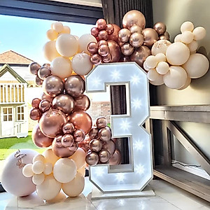 Rose Gold Balloon Arch Kit-126pcs Rose Gold Balloons Sand White Balloons Chrome Gold Balloons with Golden Leaf for Baby&Bridal Shower, Birthday Party, Wedding, Grad, Anniversary Party