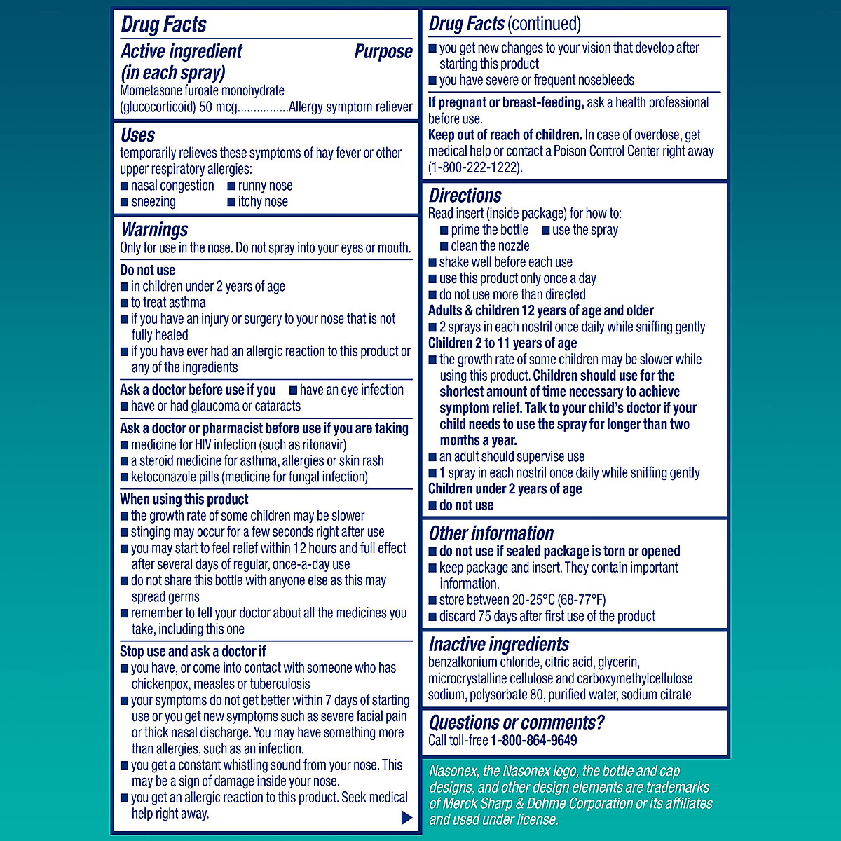 Nasonex 24Hr Allergy Nasal Spray - 60 Spray